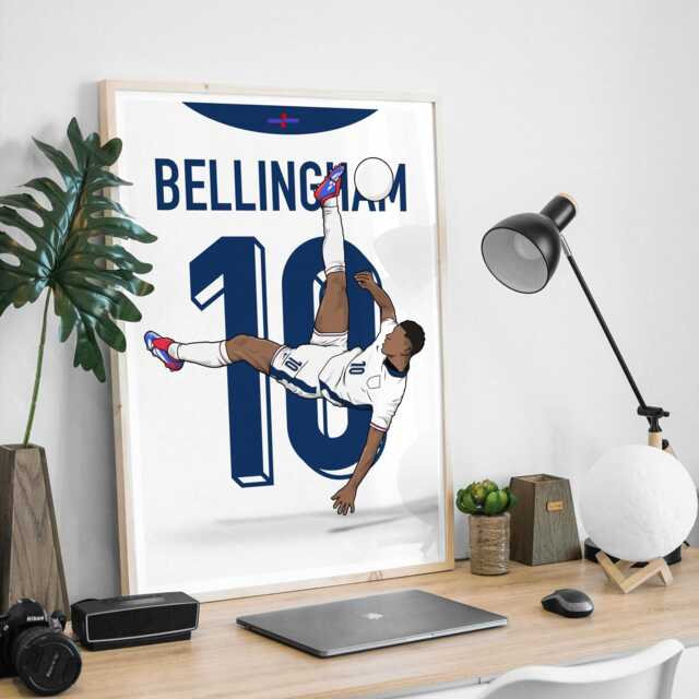 Jude Bellingham Overhead Kick Football Player Print England Fan Gift ...
