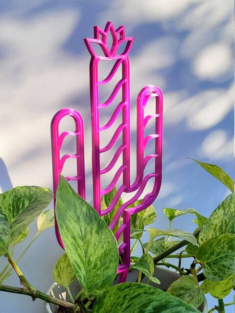 Pink Cactus Houseplant Trellis, Indoor Plant Support, 3D Printed, 80S ...