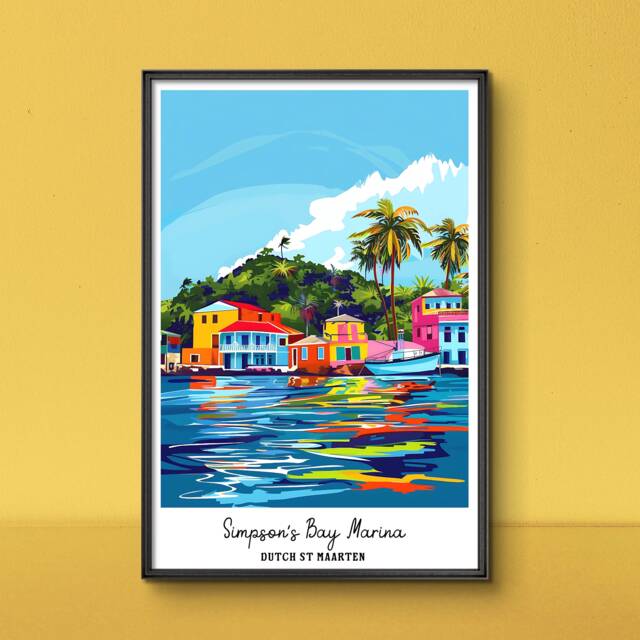 Simpson Bay Marina Dutch St Maarten Travel Poster by Etsy | ufurnish.com