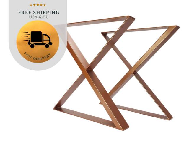 Metal Dining Table Legs - Set Of 2 Unique Twin X-Shape 80X40mm Steel ...