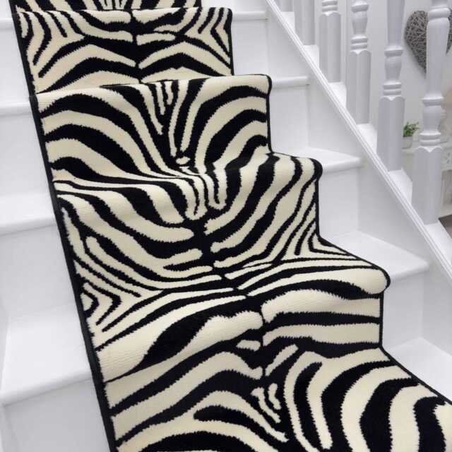 Zebra Wilton Stair Runner With Black Whipped Edge by Etsy | ufurnish.com