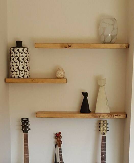 9x2 Rustic Floating Shelf, 22cm Deep, 4.5cm Thick, Solid Chunky Wood ...