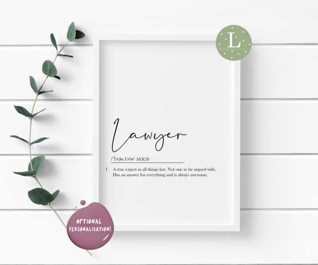 Lawyer Definition Print, Gifts, Law Graduate, Grad, Solicitor Quotes ...