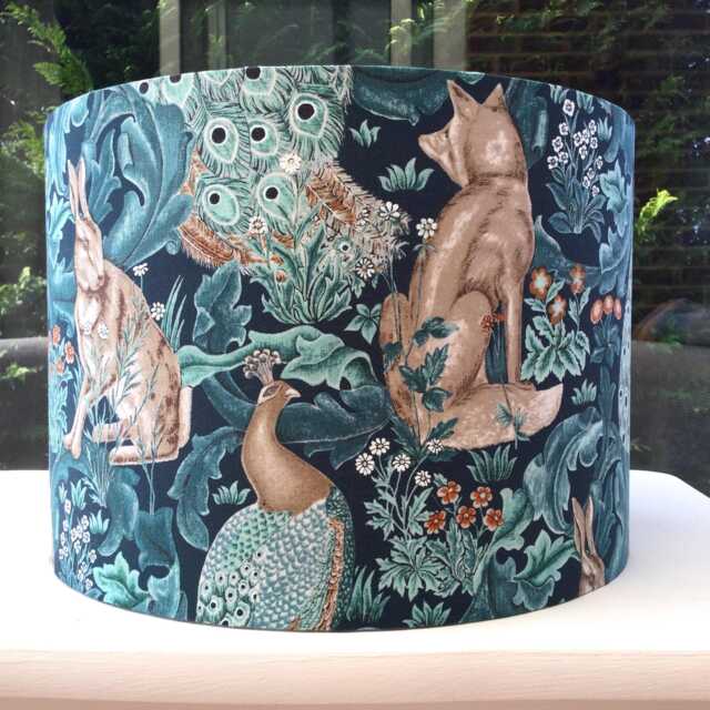 William Morris Standen Forest Handmade Lampshade Teal Blue Peacock ...