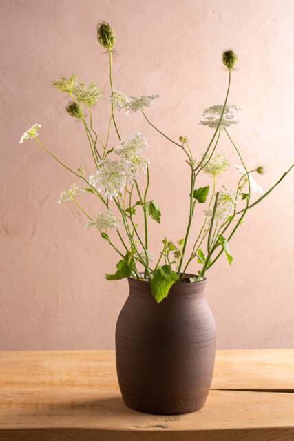 Dark Brown Round Classic Handmade Flower Vase, 3 Size Options Rustic ...