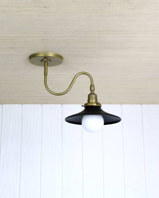 Ondu Flush Mount Brass Undulating Curved Arm Light Fixture Ceiling Lamp ...
