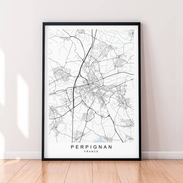 Perpignan City Map France Print Poster Minimalist Home Decor Town Wall ...