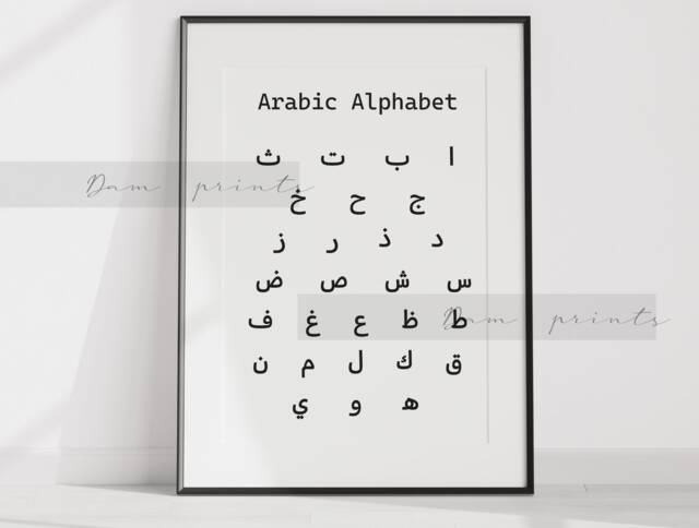 Arabic Alphabet - Alif Ba Ta Abc Physical Print B&w Printed Wall Art ...