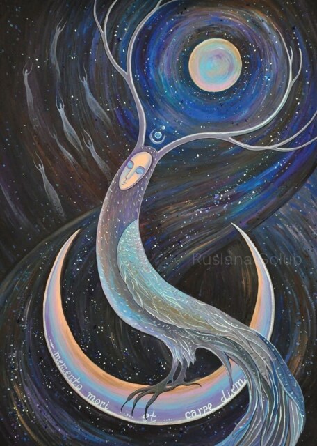 Art Print Sirin Bird Slavic Mythology Moon Goddess Witch Decor ...
