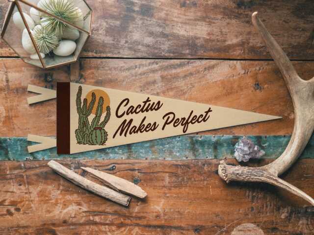 Cactus Makes Perfect Felt Pennant - Vintage Wild West Banner ...