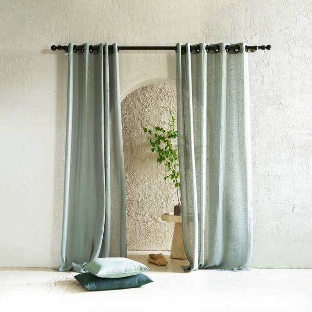 Sheer Linen Curtains With Grommets, Natural Grommet Curtains, 1 Curtain ...