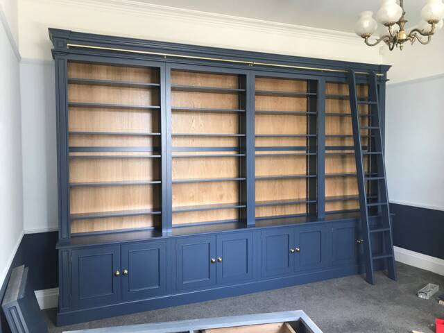 Bookcase Cupboard With 8 Doors, Ladder, Oak Faced Mdf Backboards by ...