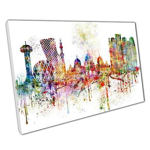 Vibrant Abu Dhabi Skyline Canvas Cityscape Wall Art For Home & Office ...