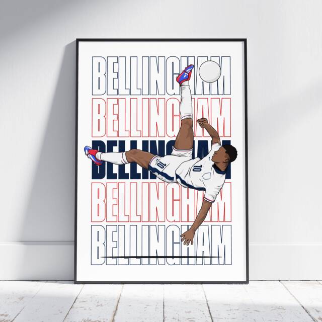 Bellingham Overhead Kick Football Player Print England Slovakia ...