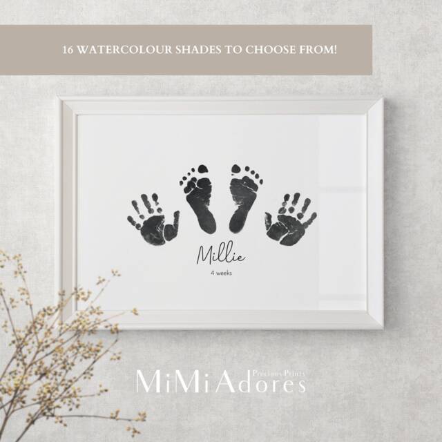 Baby Toddler Handprint Footprint Art in Stunning Watercolour - Hand ...