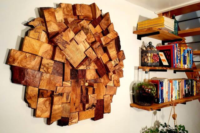 Wooden Circular Wall Art - Handmade Wood Sculpture 3D Rustic Wall ...