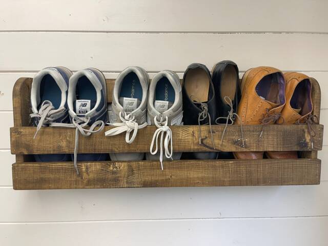 Wall Mounted Hallway Rustic Shoe Rack - Jacobean by Etsy | ufurnish.com