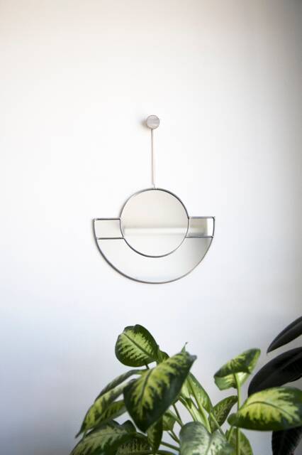 The Krzywa - Minimal Geo Circle Mirror Stained Glass Minimal Wall Decor ...