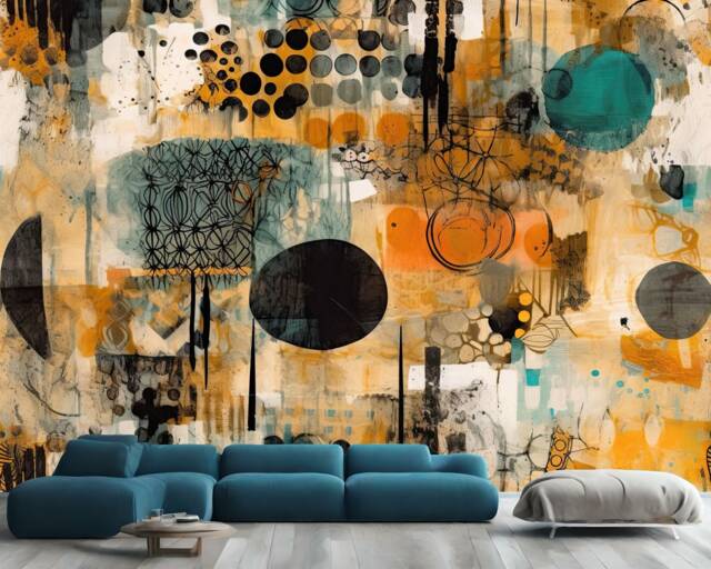 Colorful Graffiti Paint Splatter Fragments Ai Gift Art Print Photomural ...