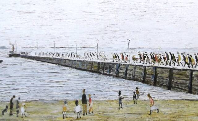 L S Lowry Authentic Art Print - Jetty At Knott End Textured Image Plus ...