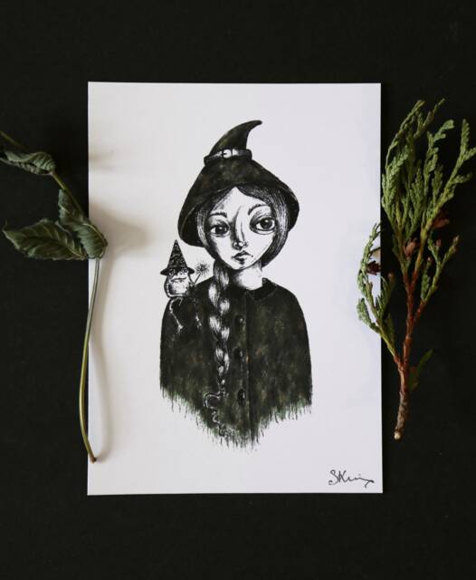 Cottage Witch Print, Green Witch, Witchy Art, Decor, Cottagecore, Stuff ...