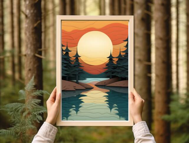 Vintage Minnesota Lakeshore, Lake Superior Art, Print, Superior, Duluth Mn, Sunset Pine Tree ...