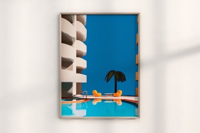 Bauhaus Poolside Hotel Print, Modern Pool Art, Wall Decor, Luxury ...