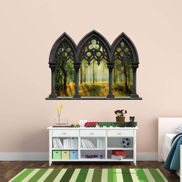 Landscape Wall Decals Window - Nature Scene Vinyl Mural For Vwaq Nwc4 ...