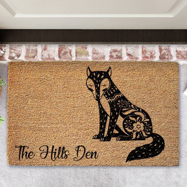 Custom Fox Coir Doormat With Name - Door Mat Welcome Rug Front Door ...