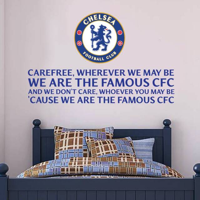 Chelsea Football Club Crest & Care Free Song Wall Mural Sticker & Badge ...