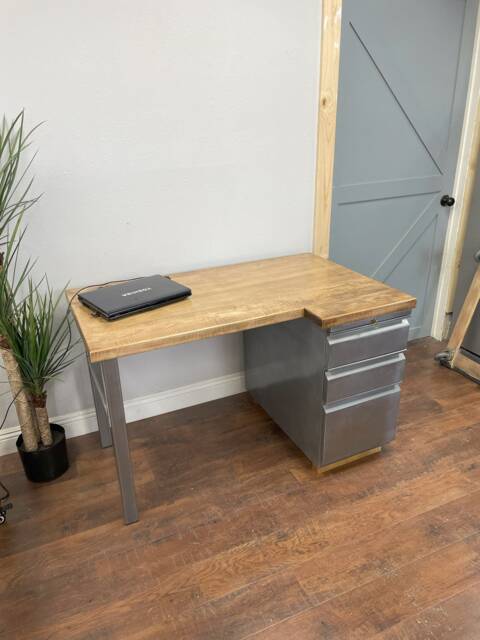 Desk With Metal Cabinet, Modern Refinished 3 Drawer Filing Cabinet ...