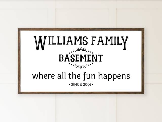 Custom Family Basement Sign, Wooden Frame Wall Decor, Lounge Art, Extra ...