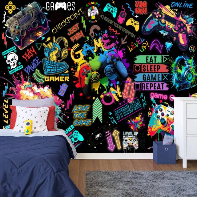 Gaming Room Wallpaper Mural, Peel & Stick Wall Decal by Etsy | ufurnish.com