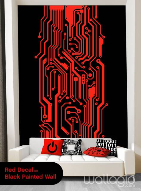 Circuit Board Wall Decal - Vertical Tall Art Custom Size Engineer ...