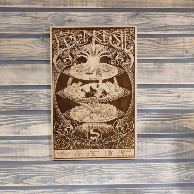 Wood Burned Yggdrasil Nine Worlds, World Tree, Norse Mythology Wall ...