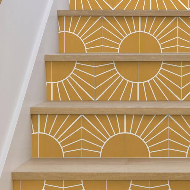 Sun Tile Stair Riser Stickers - Pack Of 6 Removable Decals Peel & Stick ...