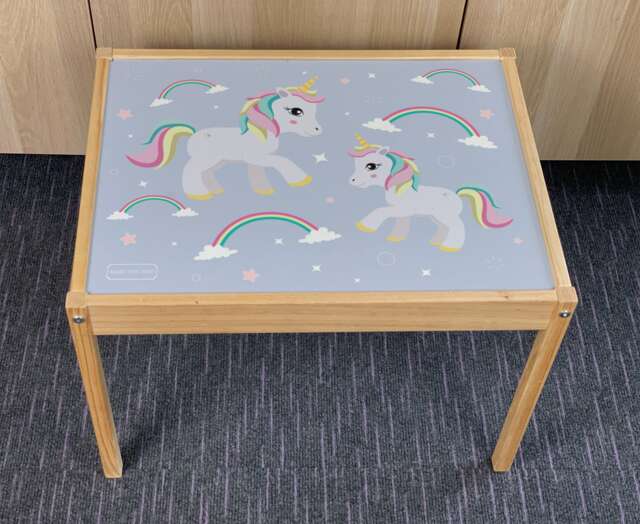Kids Purple Unicorn Sparkle Table Top Sticker Only Compatible With Ikea ...