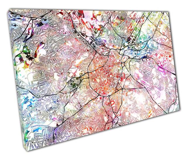 Sheffield City Center Watercolor Map Art Print - Framed Urban Decor For ...