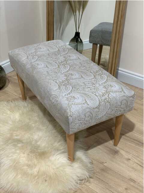 Luxurious Champagne Footstool Pattern Design Pouffe Footrest- Handmade Chesterfield Ottoman ...
