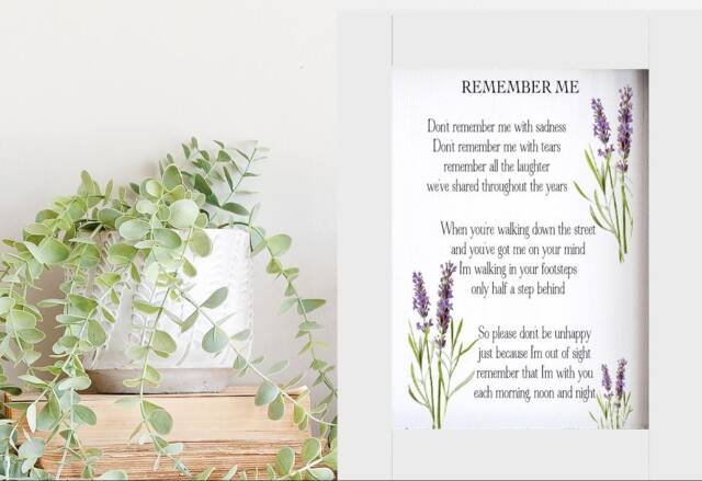 Personalized Remembrance Gift Lavender Memory Frame With Poem For ...