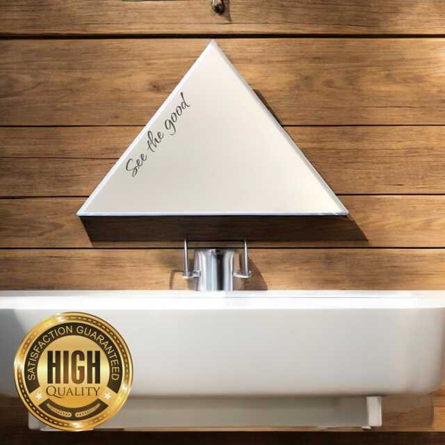 Triangular Shaped Mirrors With White Backing & Hooks, Bespoke Shapes ...