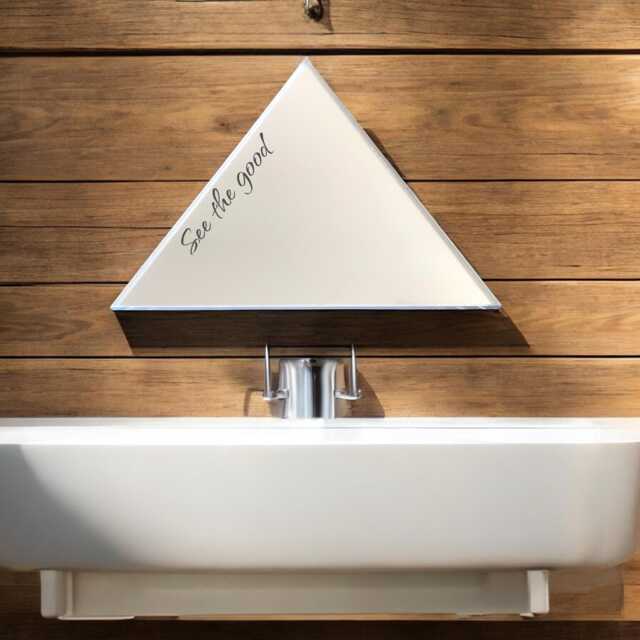 Triangular Shaped Mirrors With White Backing & Hooks, Bespoke Shapes ...