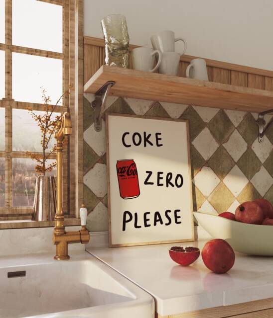 Coke Zero Please Unframed Print - Kitchen Wall Art Decor Prints Drink ...