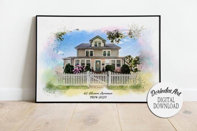 Personalised House Watercolour - Custom Home Portrait Housewarming Gift ...