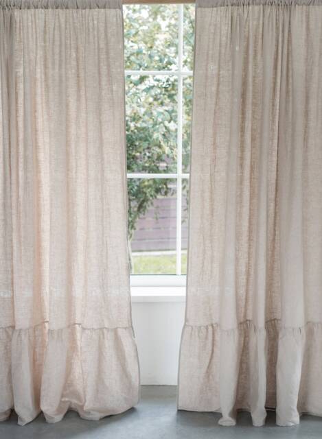Linen Curtains With Ruffles/Rod Pocket Linen Curtain Panel Ruffles ...