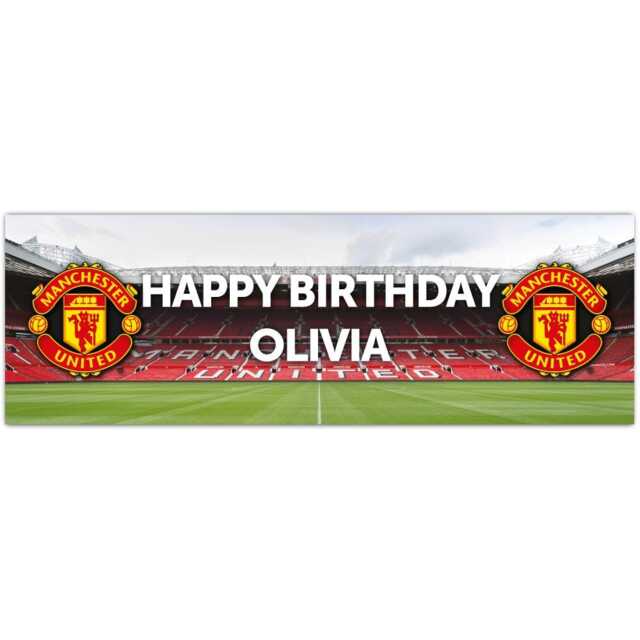Manchester United Birthday - Personalised Football Banner Wall Sticker ...