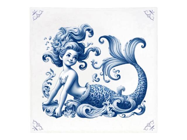 Mermaid, Tile, Delft Blue, Blue Kitchen Bathroom Wall Art, Ceramic ...