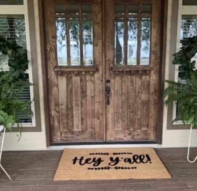 Hey Y'all Doormat, Texas Country Welcome Mat, Flocked Coir Outdoor ...
