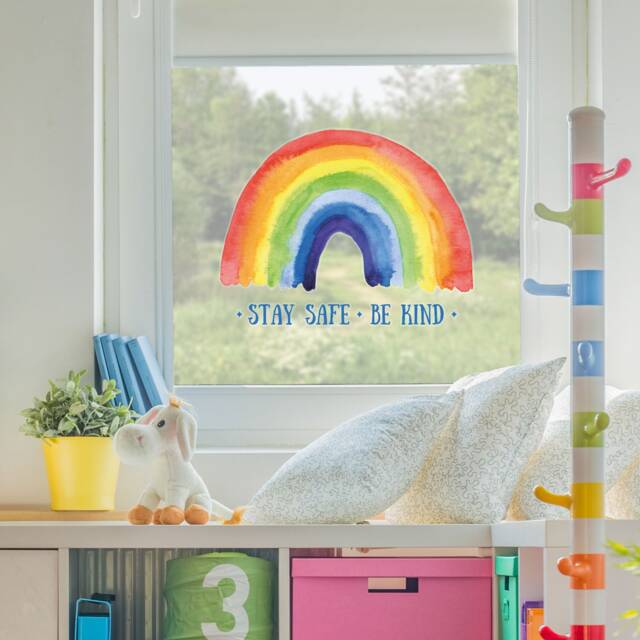 Stay Safe Be Kind Rainbow Window Sticker, Decal, Room Decor by Etsy ...