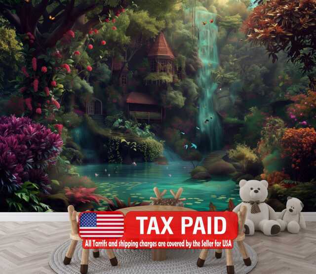 Enchanted Forest Wallpaper Mural, Fantasy Art Print, Peel & Stick by ...